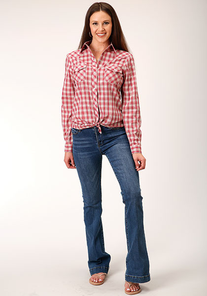 Womens Western Cowgirl Shirt ~ RED & MULTI