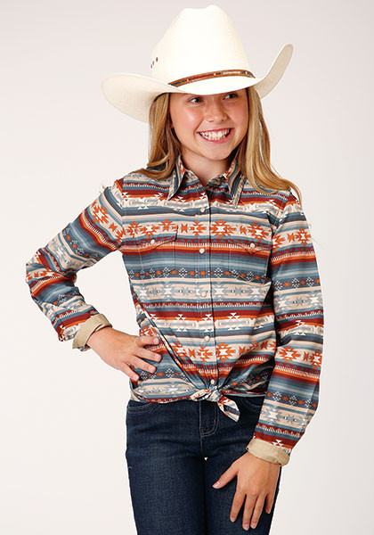 Girl's Western Cowgirl Shirt ~SANDSTONE AZTEC