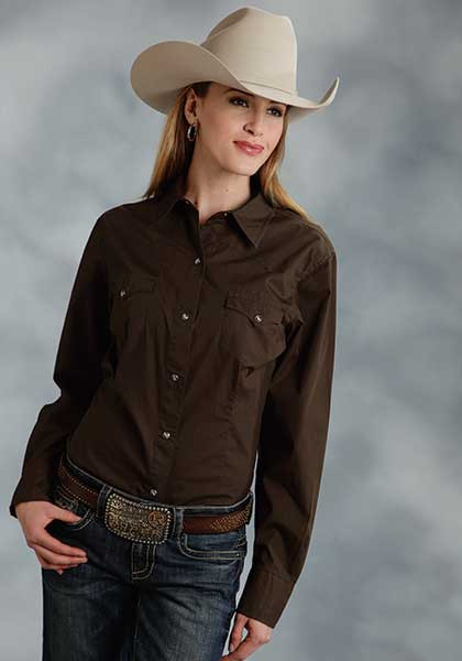 Purple Womens Solid Peral Snap Western Shirt