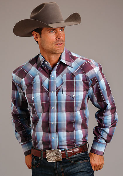 Stetson Shirt ~ WINE BUFFALO PLAID
