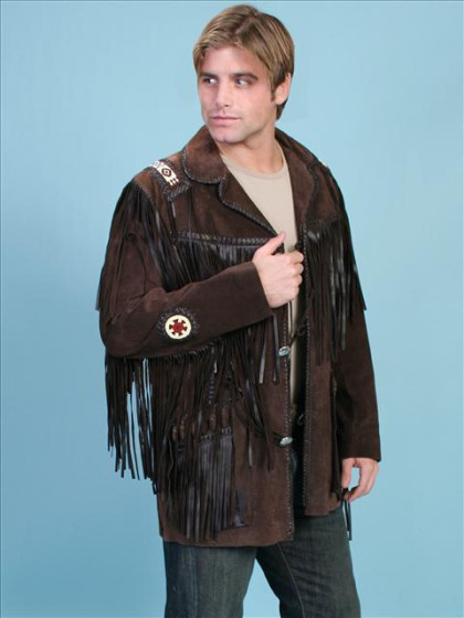 Leather Fringe Trim Western Jacket | Cowboy Jacket with Fringe