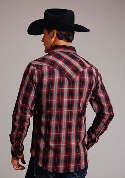 Mens Stetson Western Shirt ~ RED MARL PLAID